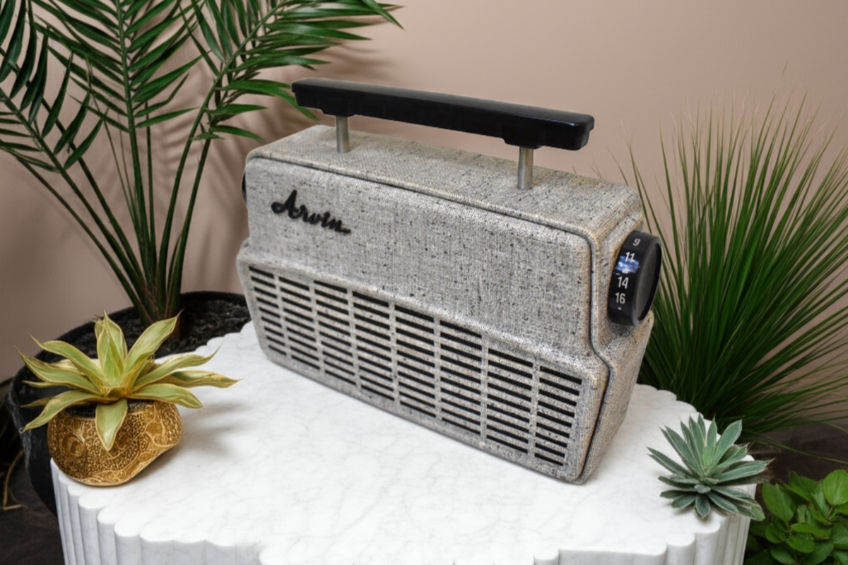 Tweed Gray 1958 Arvin Model 8571-3 AM Portable Vacuum Tube Radio Excel ...