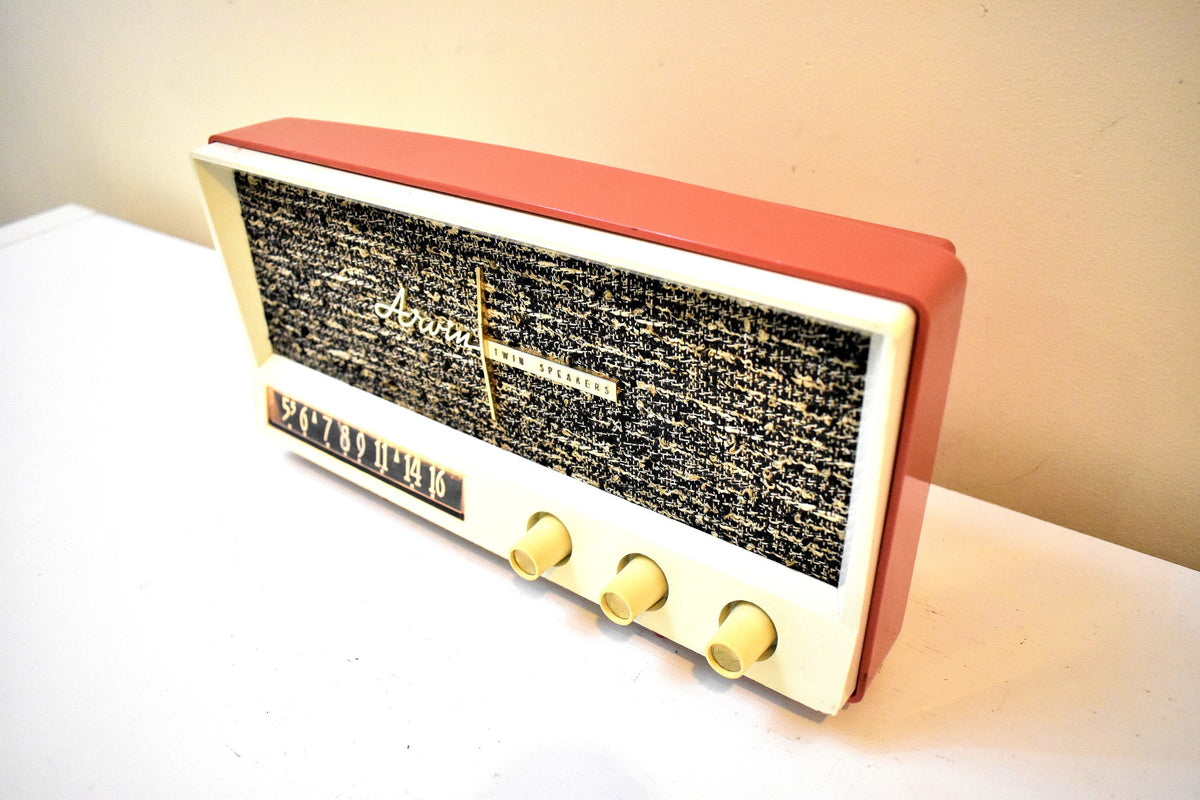 Coral Red 1959 Arvin Model 2585 Vacuum Tube AM Radio Clean and Gorgeou ...