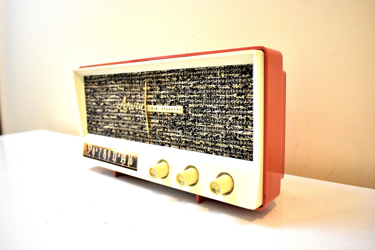 Coral Red 1959 Arvin Model 2585 Vacuum Tube AM Radio Clean and Gorgeou ...