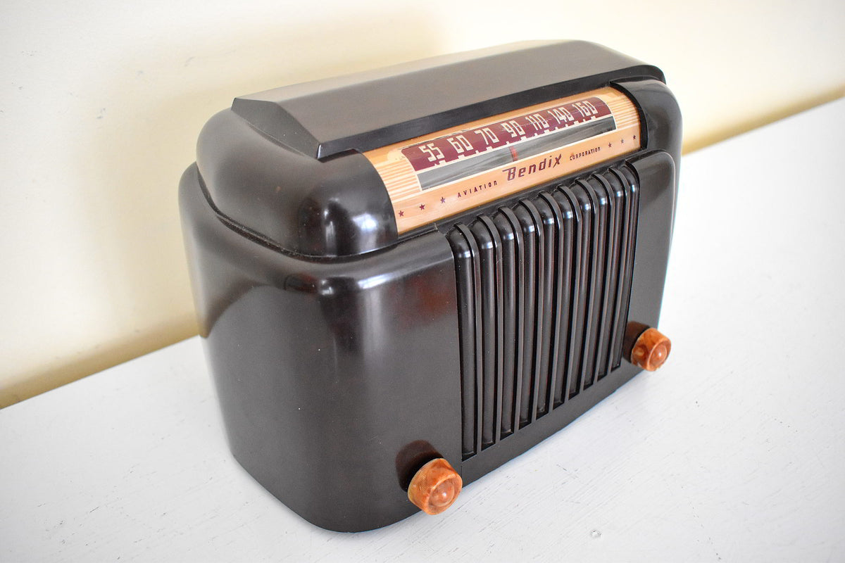 Marble Brown Bakelite 1949 Bendix Model 526A AM Vacuum Tube Radio Clas ...
