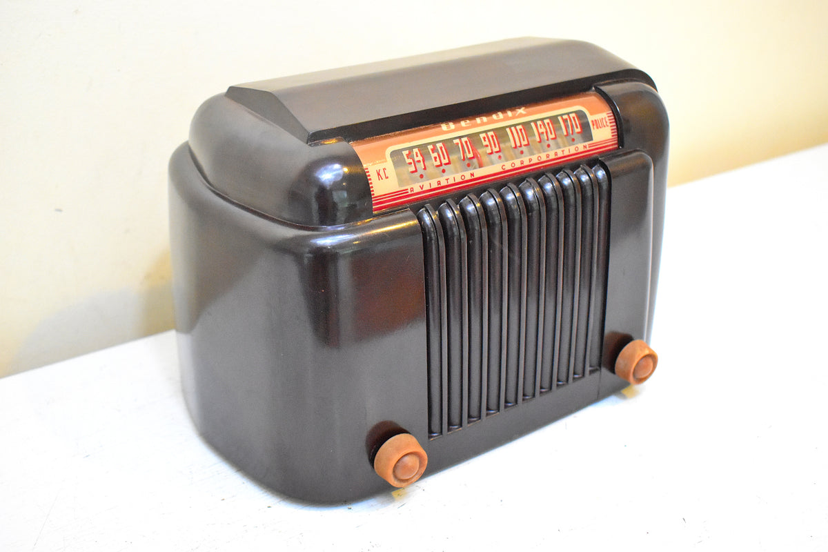 Marble Brown Bakelite 1949 Bendix Model 526A AM Vacuum Tube Radio Clas ...