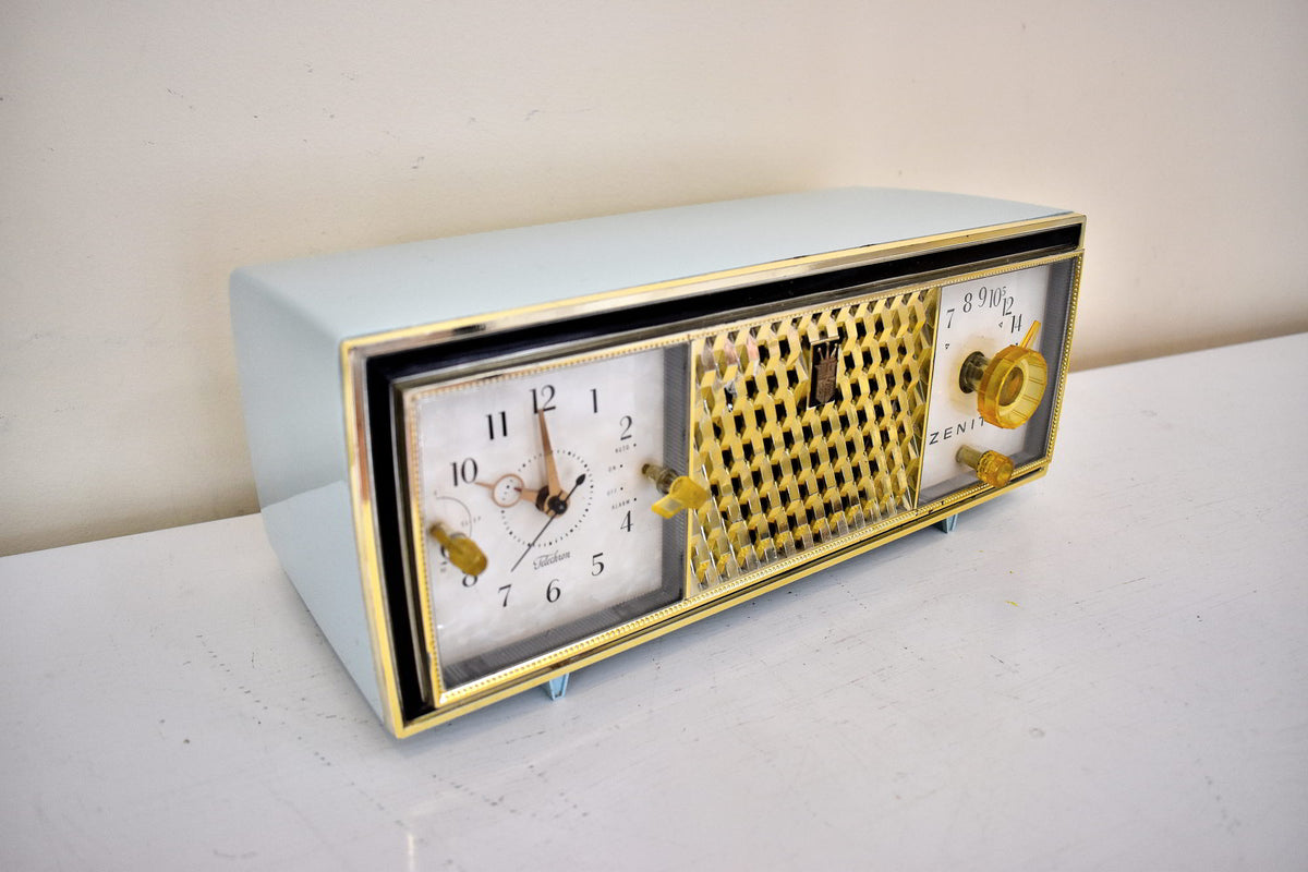 Diamond Blue 1960 Zenith Model C520B 'The Saxony' Vacuum Tube AM Clock ...