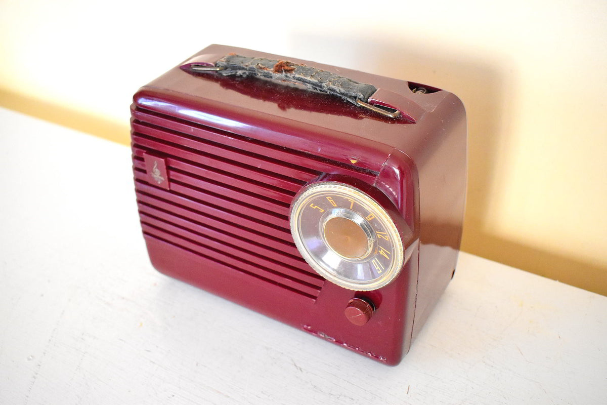 Burgundy Maroon 1954 Emerson Model 790 AM Portable Radio Excellent Con ...