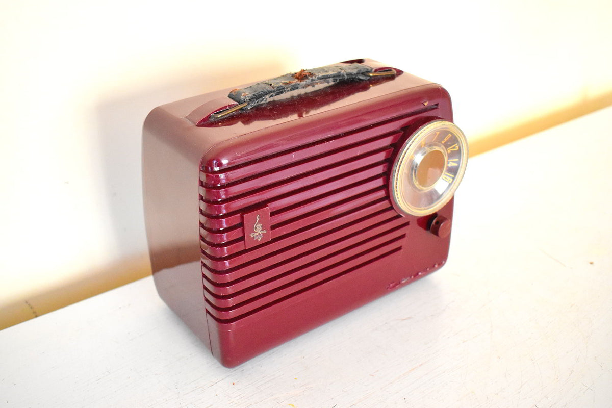 Burgundy Maroon 1954 Emerson Model 790 AM Portable Radio Excellent Con ...
