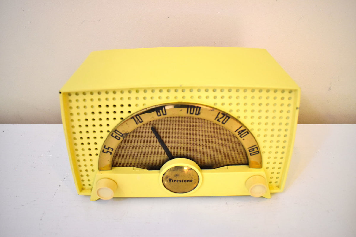 Sunfire Yellow 1952 Firestone Model 4-A-108 Vacuum Tube AM Radio Sound ...