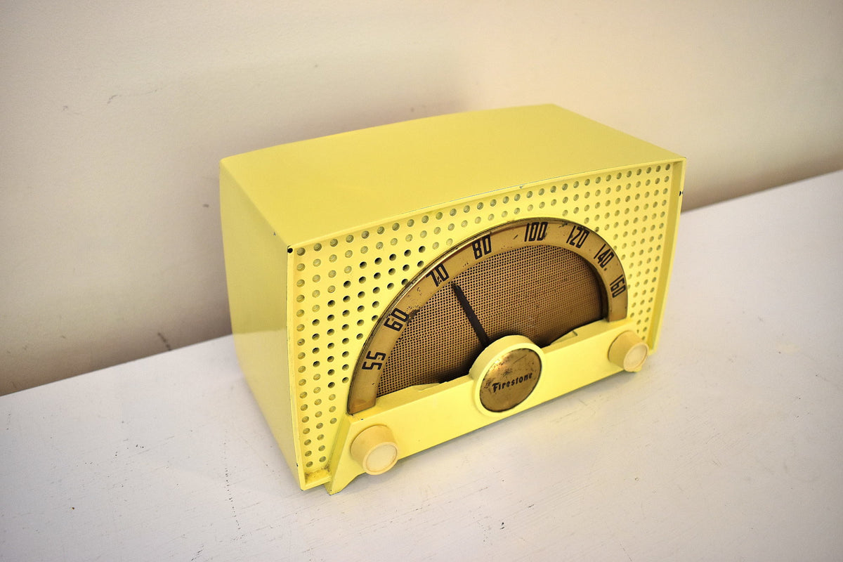 Sunfire Yellow 1952 Firestone Model 4-A-108 Vacuum Tube AM Radio Sound ...