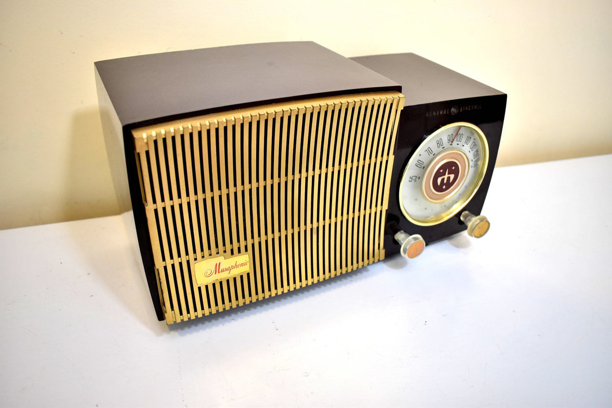 Burgundy Marble Swirly 1955 General Electric Model 475 AM Vacuum Tube ...