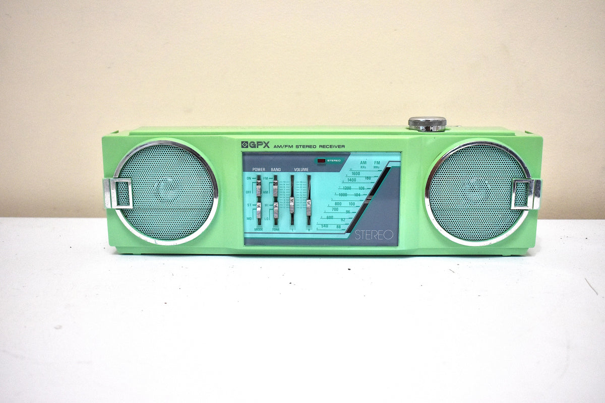 Neon Green GPX Model A275R AM FM Mini Boombox Radio! Sounds Great Exce ...