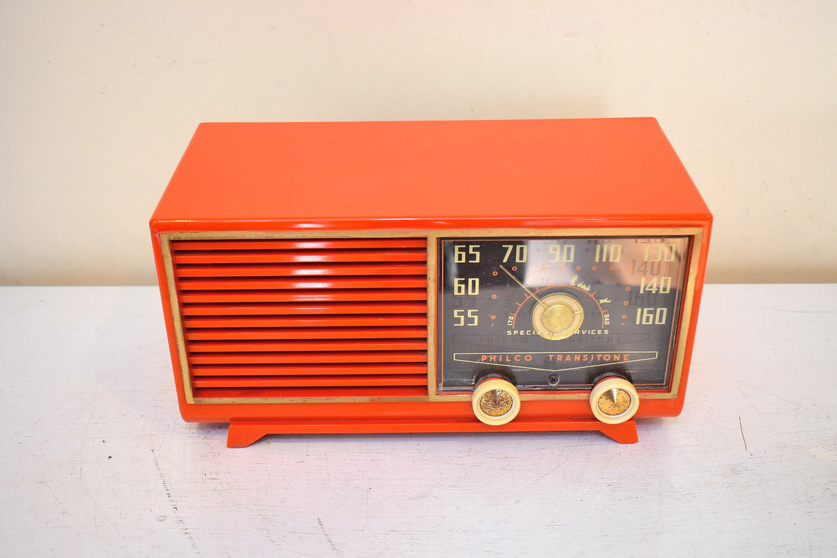 Mandarin Orange 1953 Philco Model 53-562 Vacuum Tube Radio Awesome Con ...