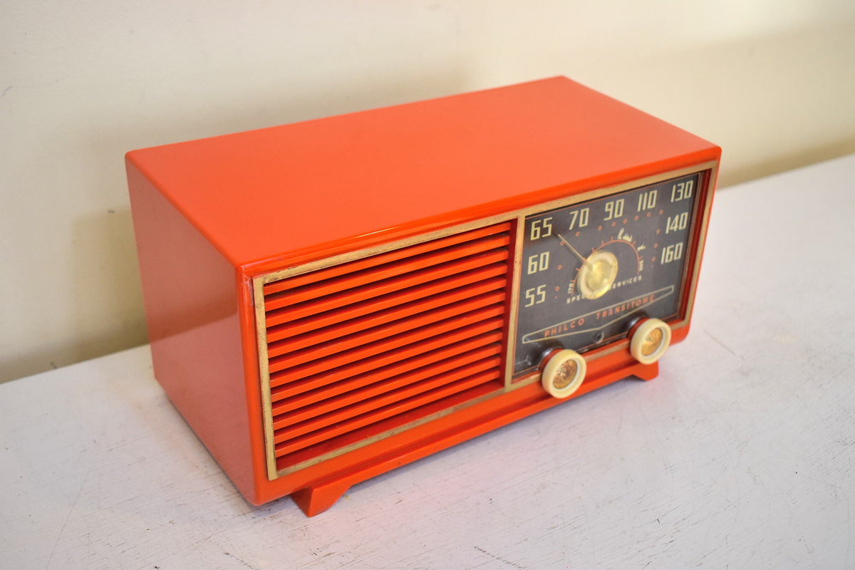 Mandarin Orange 1953 Philco Model 53-562 Vacuum Tube Radio Awesome Con ...
