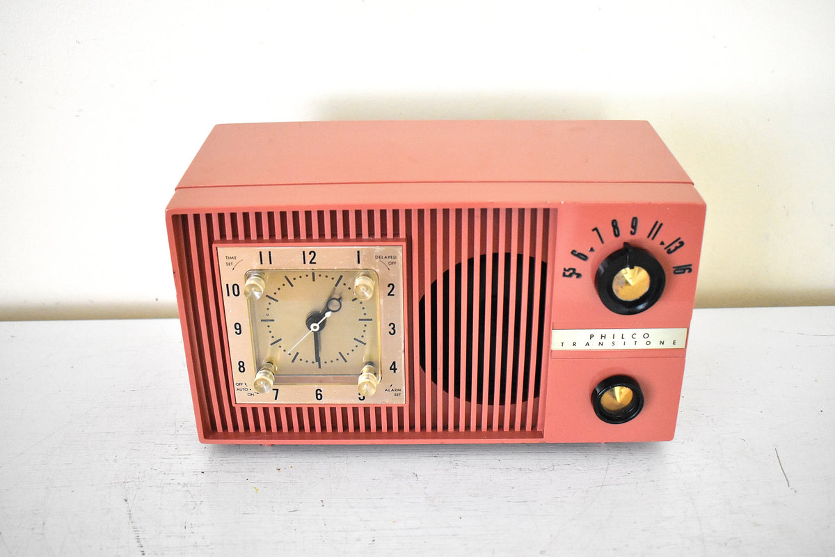 Rose Pink 1955 Philco Transitone Model D-719-124 Vacuum Tube AM Clock ...