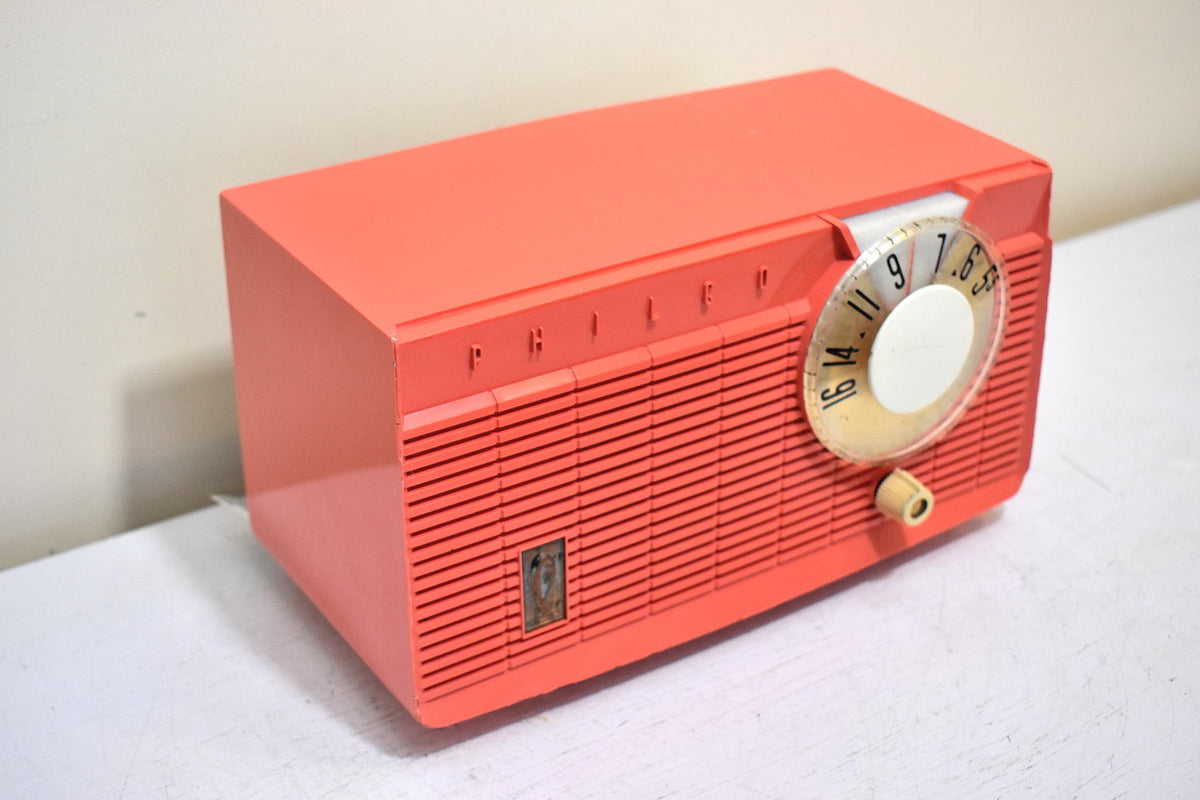 Salmon Pink 1958 Philco Model E814-124 AM Vacuum Tube AM Radio! Sounds ...