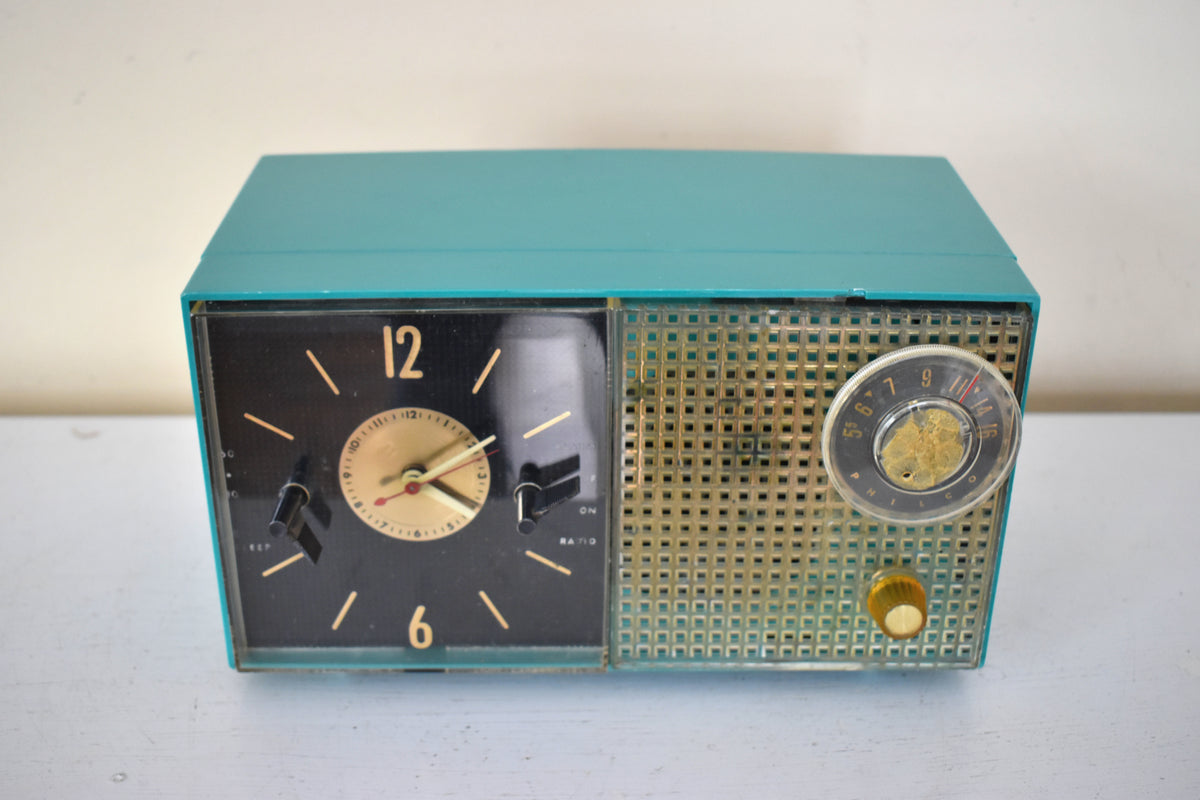 Tiki Turquoise 1956 Philco Model G-742-124 Vacuum Tube AM Alarm Clock ...