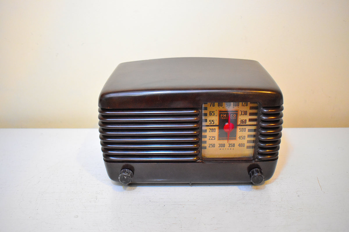 Swirly Brown Bakelite 1942 Philco Model PT-91 Vacuum Tube AM Radio Sou ...