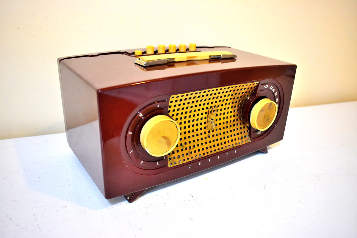 Burgundy Maroon 1954 Zenith Model R512R AM Vacuum Tube Radio Sounds Gr ...