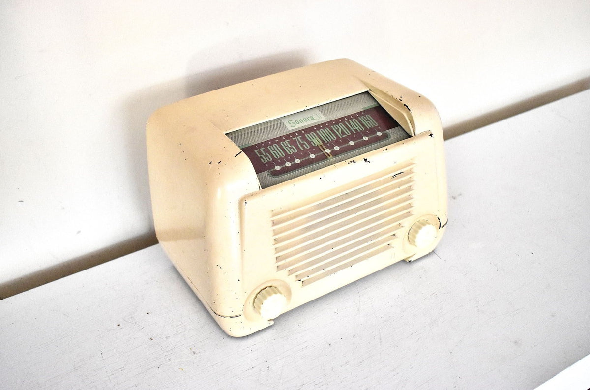 Bluetooth Ready To Go - Cream Ivory Post War 1946 Sonora RBU-175 AM Va ...