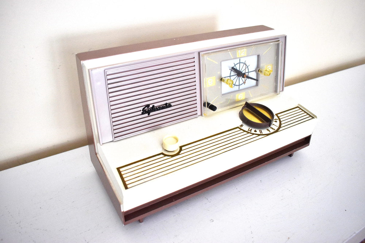Lavender Mauve Tan 1960 Sylvania Model 5C12 Vacuum Tube AM Clock Radio ...