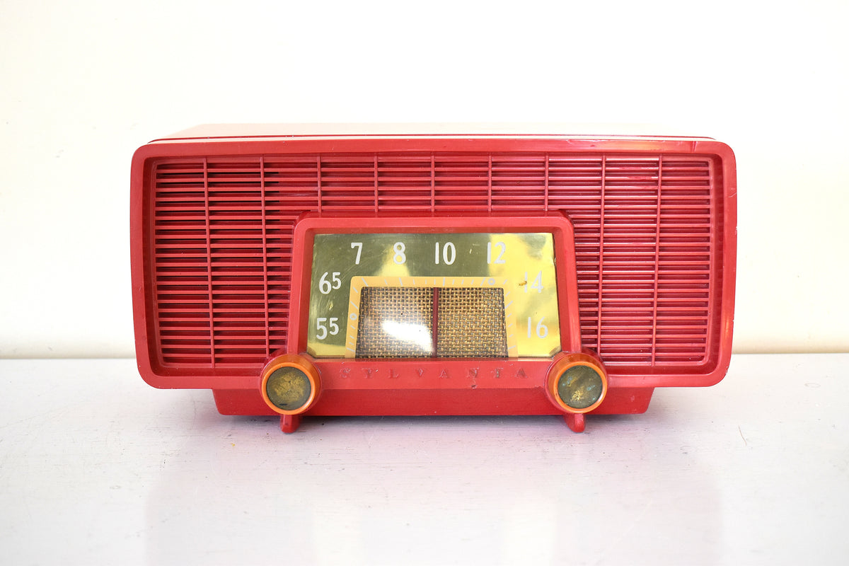 Flyer Red 1959 Sylvania R518-8483 AM Vacuum Tube Radio Sounds Great! L ...