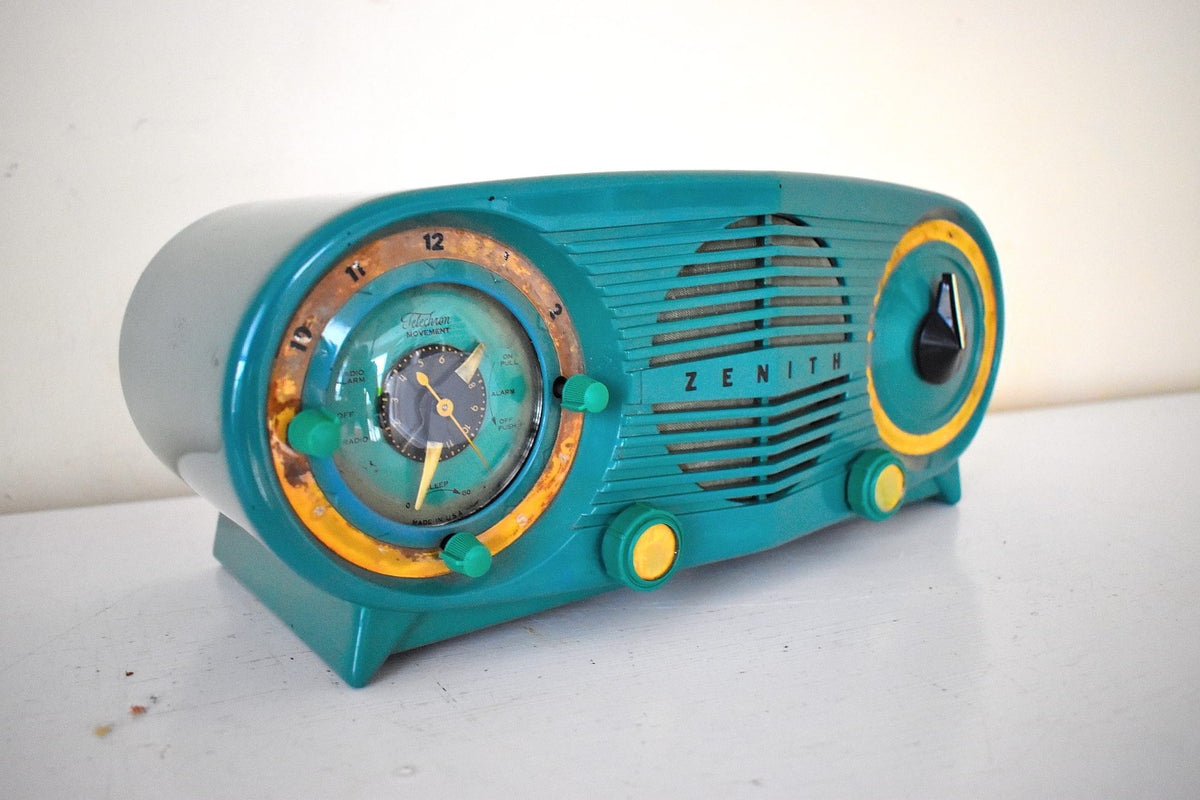 Leaf Green 1952 Zenith Owl Eyes Model J616 AM Vacuum Tube Radio Great ...