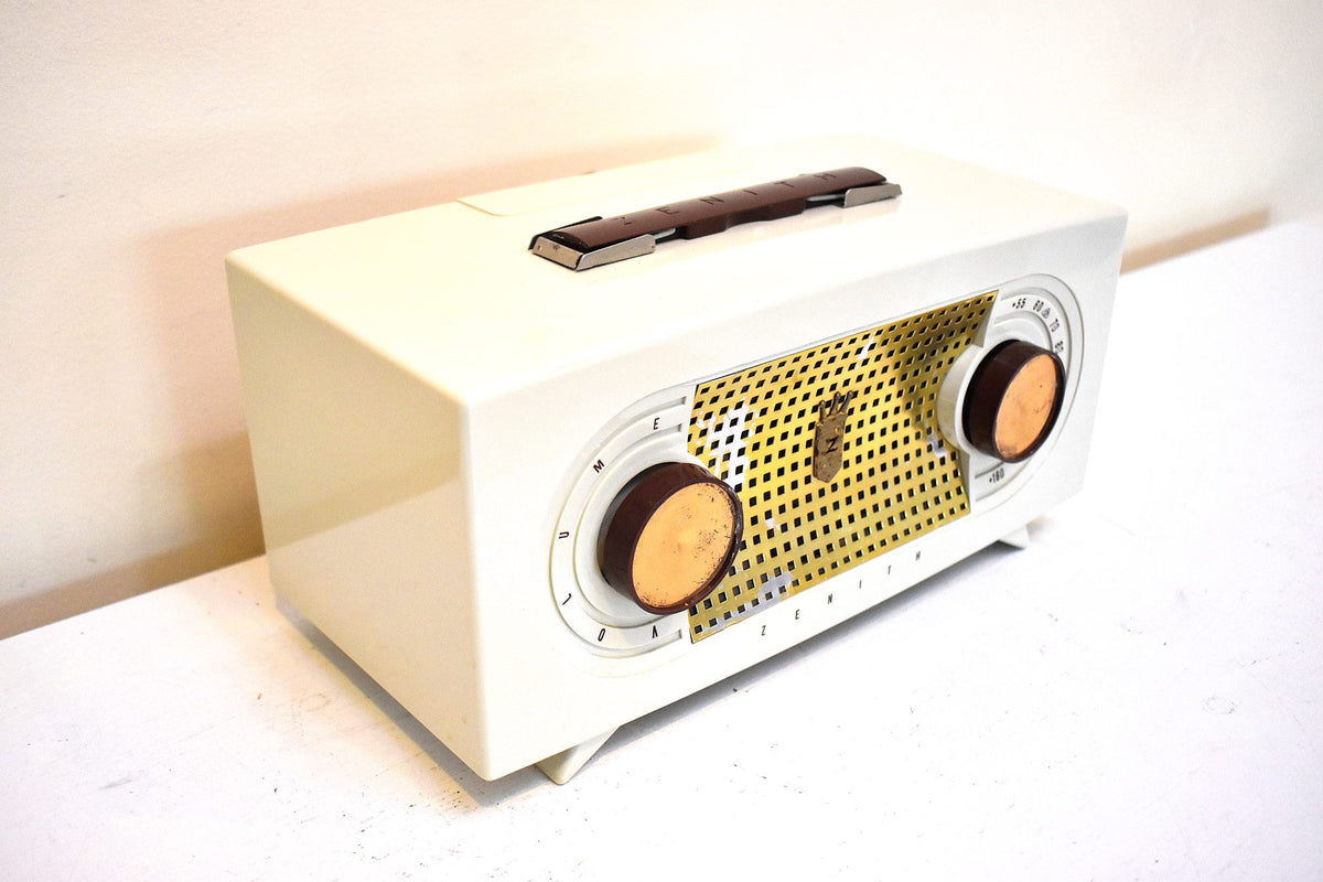 Taupe Tan 1955 Zenith Model R-511W AM Vacuum Tube Radio Excellent Cond ...
