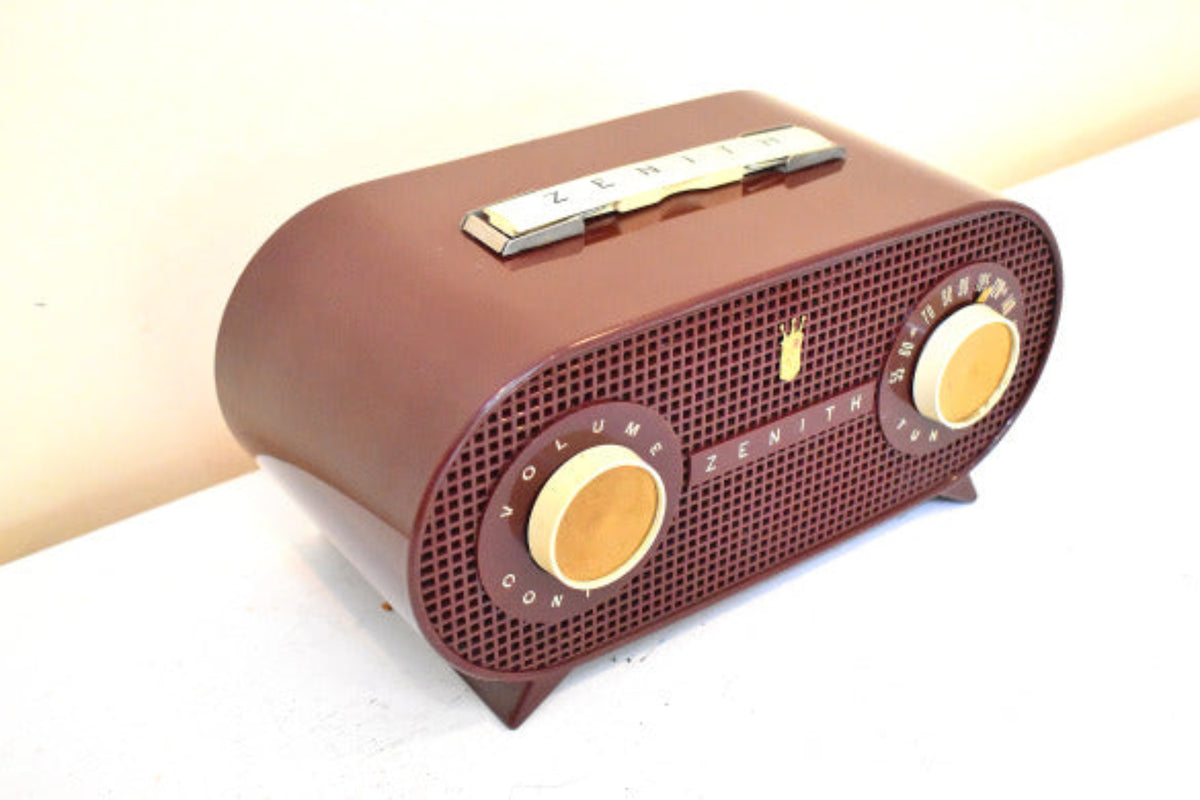 Burgundy 1955 Zenith Model R510R Vacuum Tube AM Radio Oval Owl Eyes! A ...