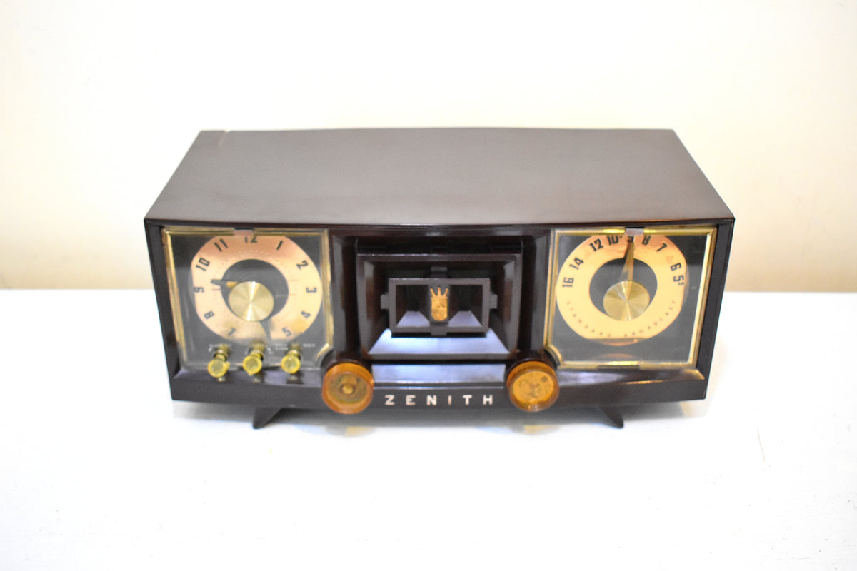 Espresso Brown 1955 Zenith Model R519 AM Vacuum Tube Radio Sleek and S ...