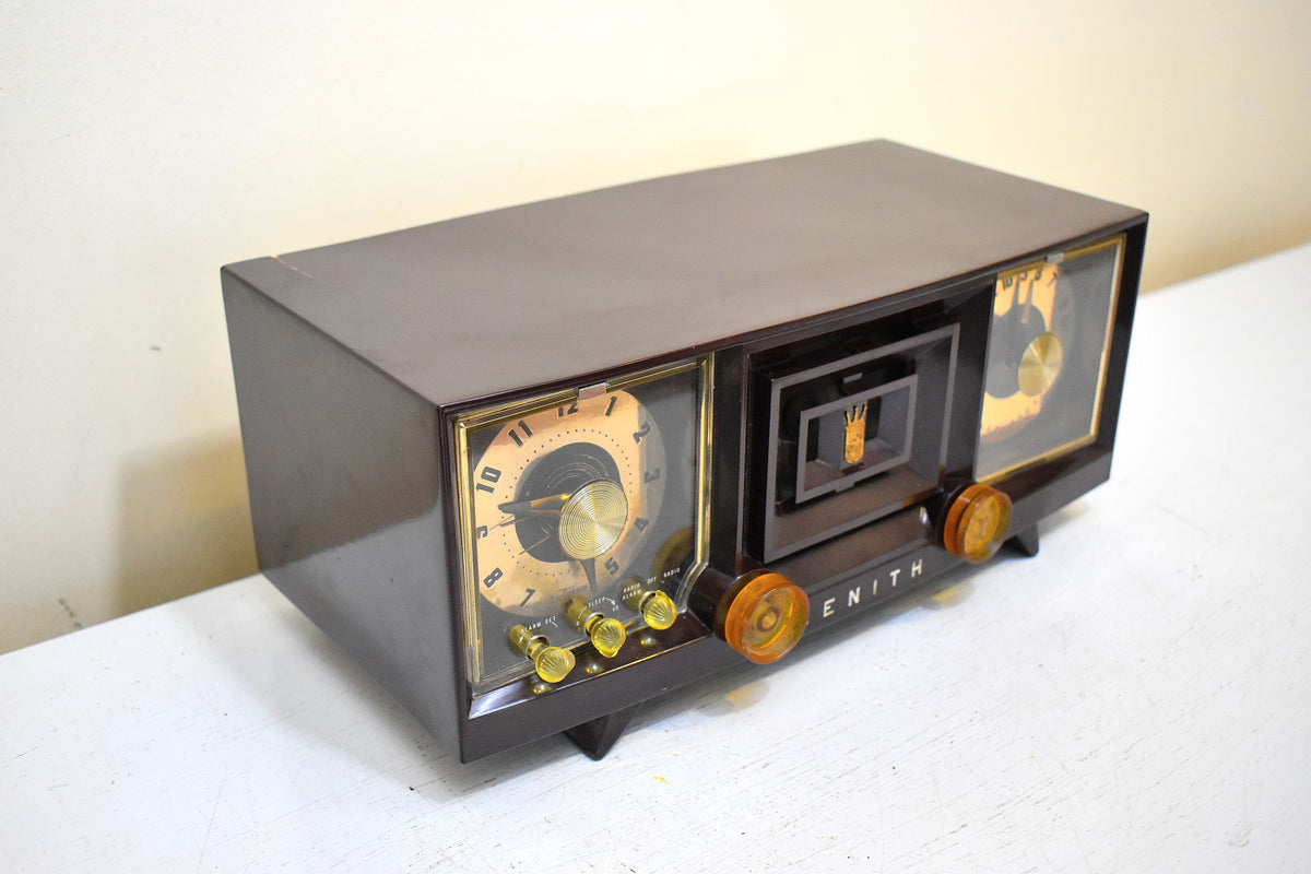 Espresso Brown 1955 Zenith Model R519 AM Vacuum Tube Radio Sleek and S ...