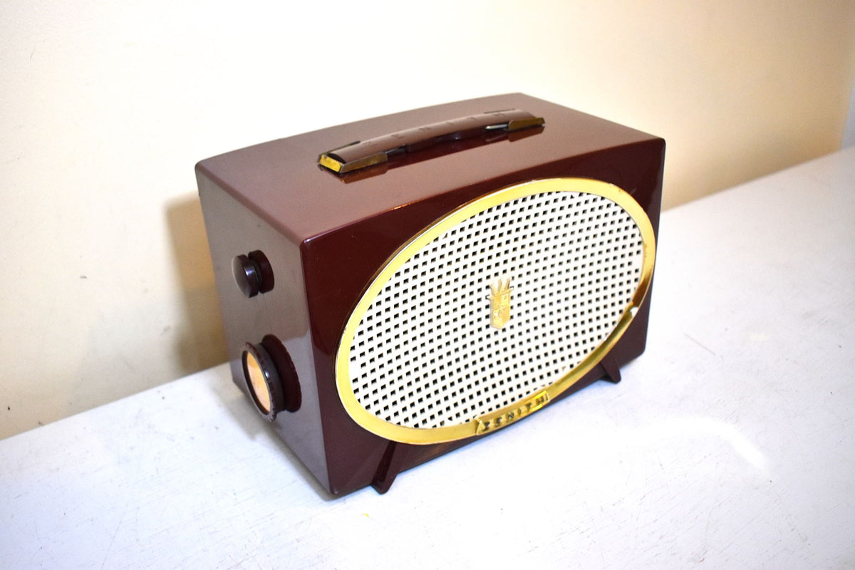 Burgundy Blaster 1955 Zenith Model Y513 Vacuum Tube AM Radio Sounds Gr ...