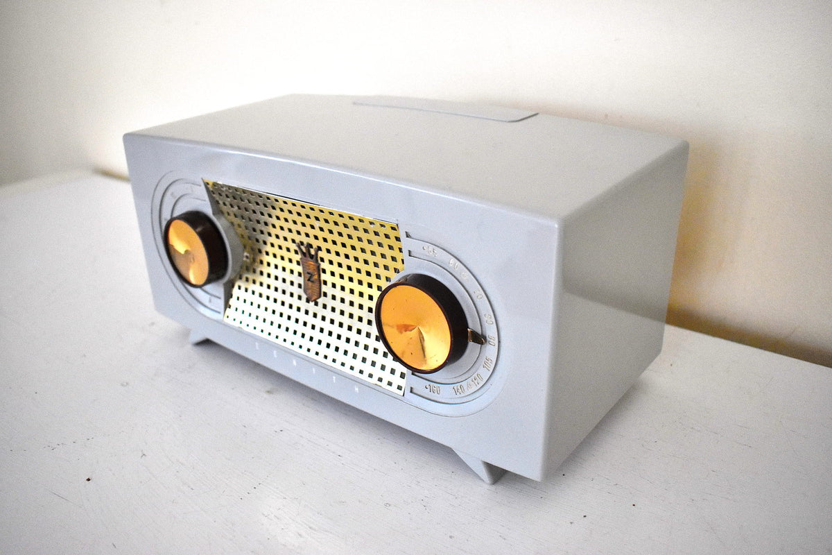 Naval Gray 1955 Zenith "Broadway" Model Z510G AM Vacuum Tube Radio Exc ...