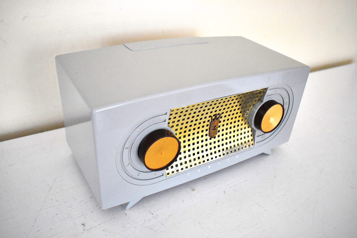 Naval Gray 1955 Zenith "Broadway" Model Z510G AM Vacuum Tube Radio Exc ...