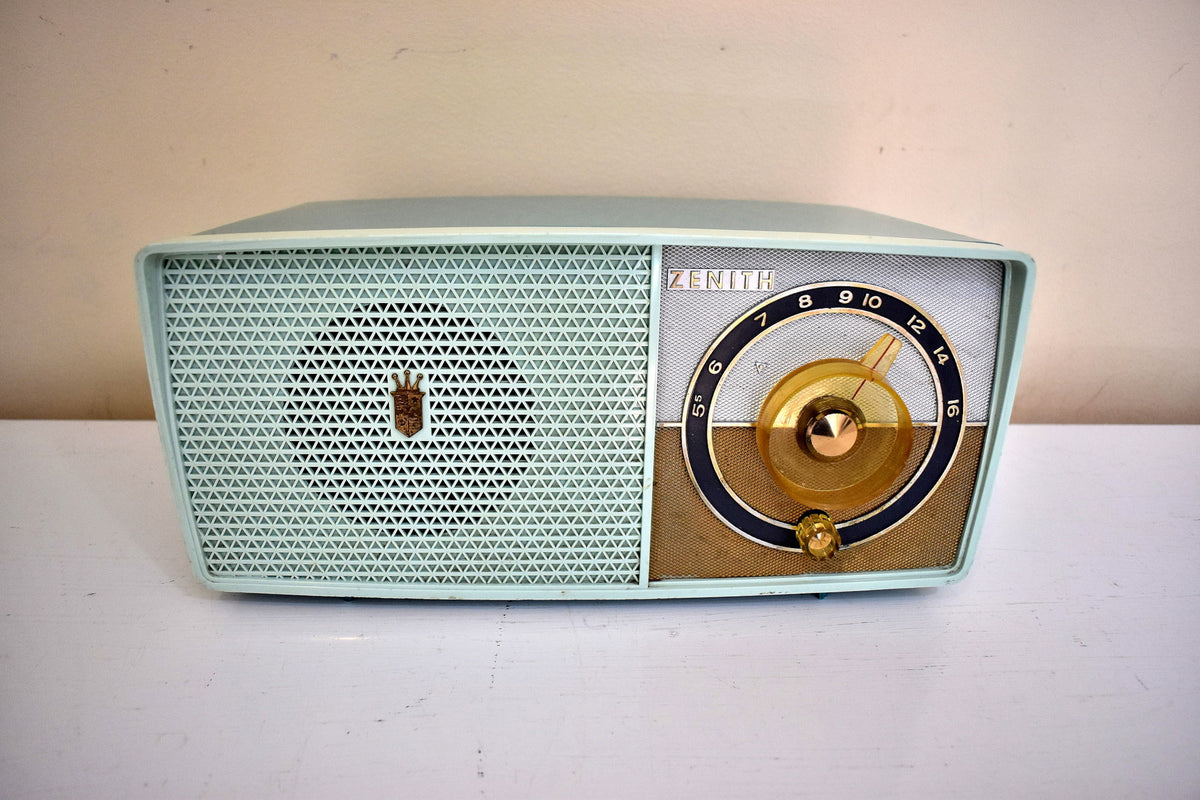 Bluetooth Ready To Go - Turquoise and Frost Blue 1959 Zenith Model B51 ...
