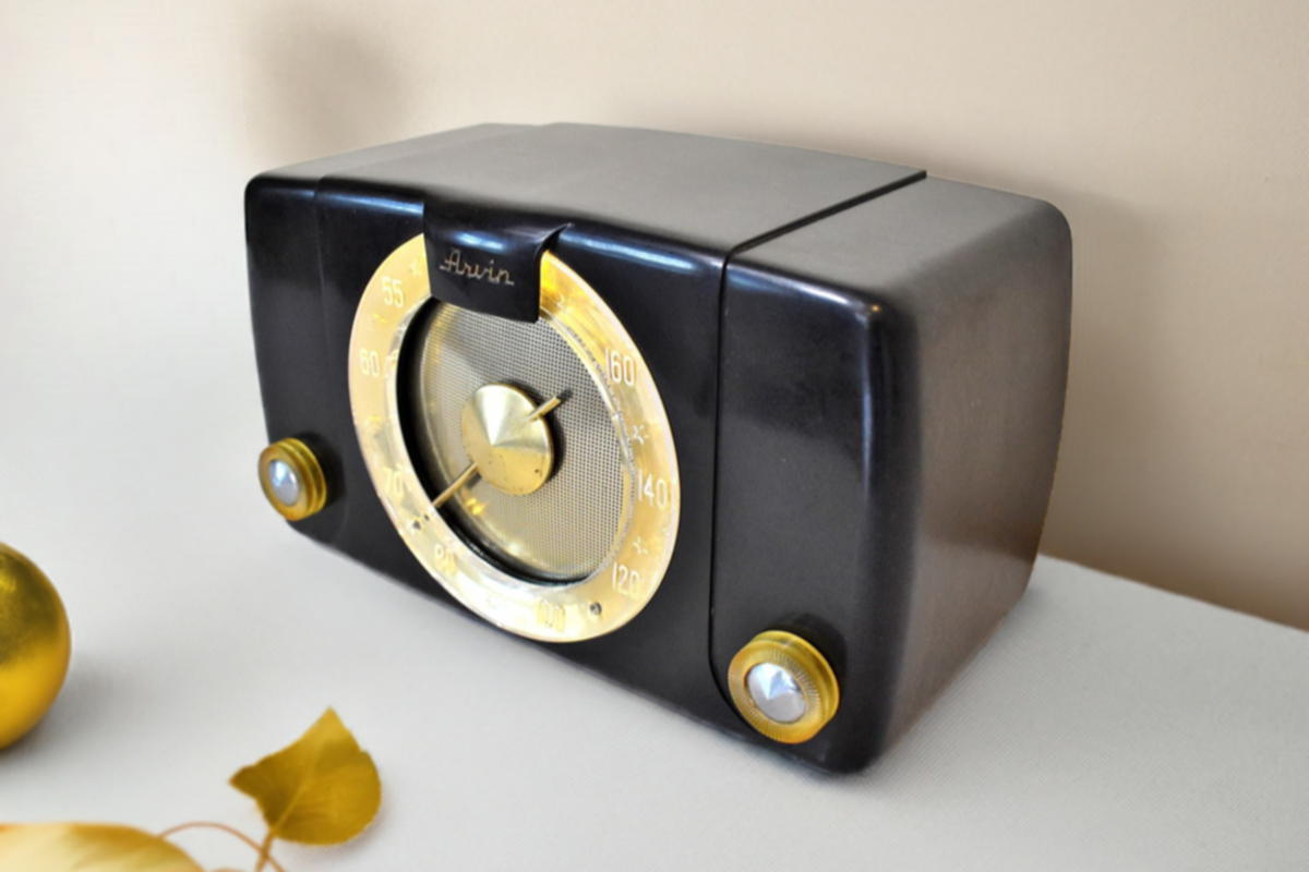 Marbly Swirl Black Bakelite 1950 Arvin Model 451T Vacuum Tube Radio So ...