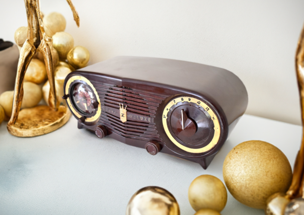 Espresso Brown 1952 Zenith Owl Eyes Model J616 AM Vacuum Tube Radio Gr ...