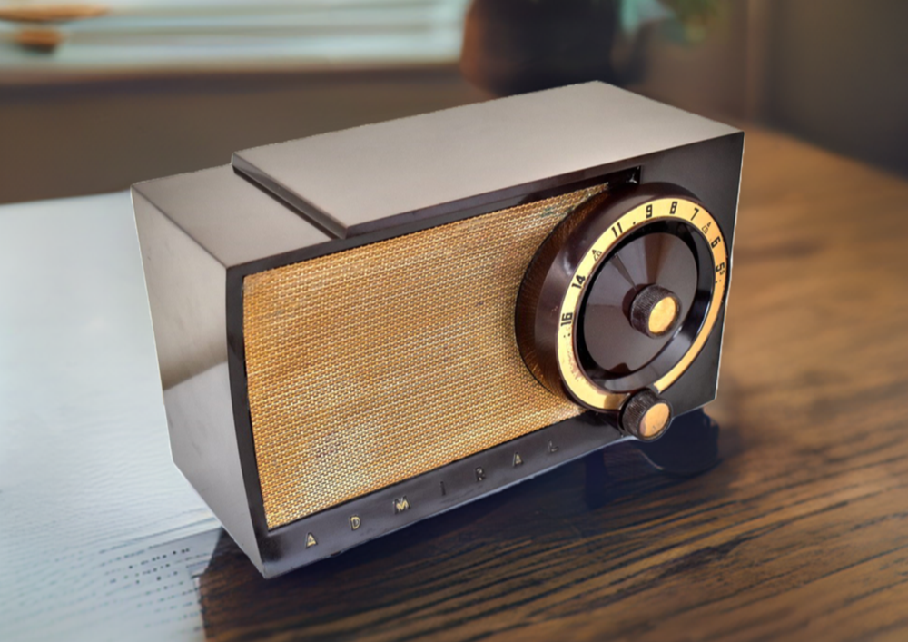 Mocha Brown and Gold 1956 Admiral 5T32 AM Vacuum Tube Radio Rare Model ...