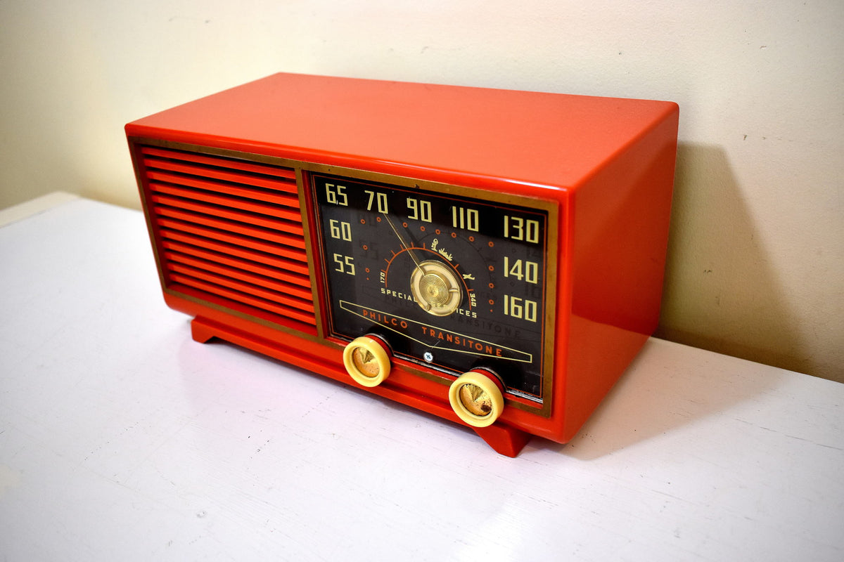 Mandarin Orange 1953 Philco Transitone Model 53-562 AM Vacuum Tube Rad ...