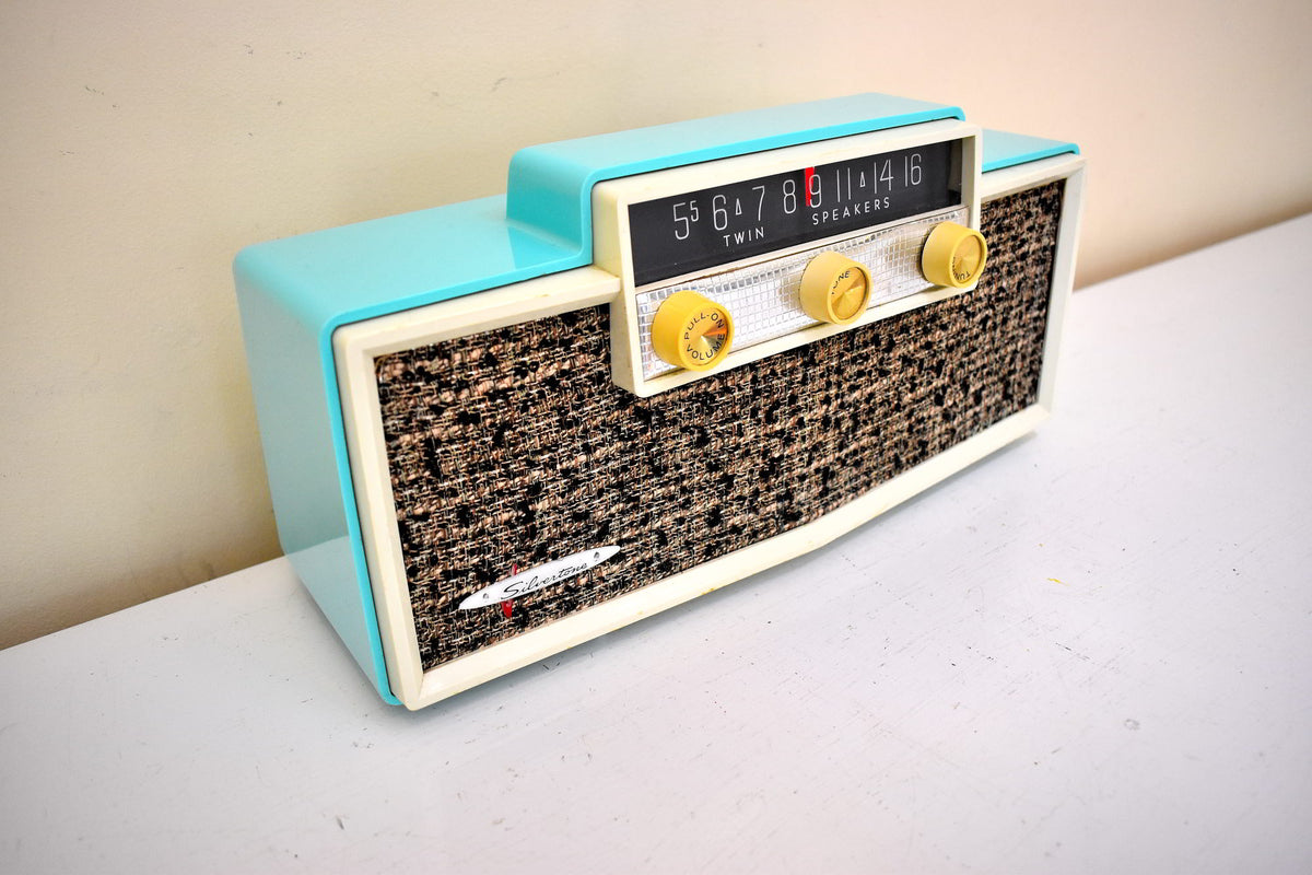 Ming Blue 1959 Silvertone Model 9009 Vacuum Tube AM Radio Rare Beautif ...