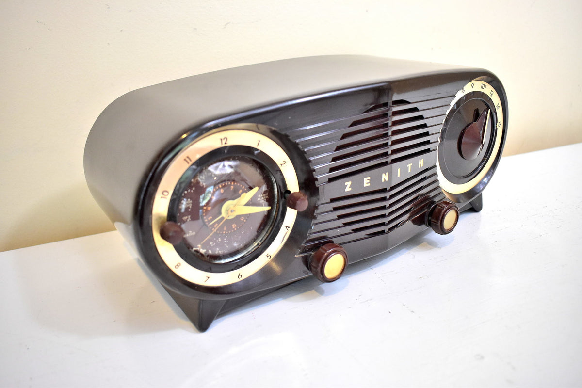 Espresso Brown 1952 Zenith Owl Eyes Model J616 AM Vacuum Tube Radio Gr ...