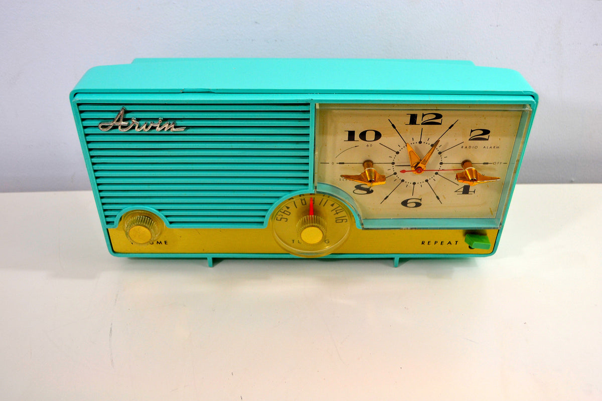 AQUAMARINE Turquoise Mid Century Retro Vintage 1959 Arvin Model 5583 AM ...