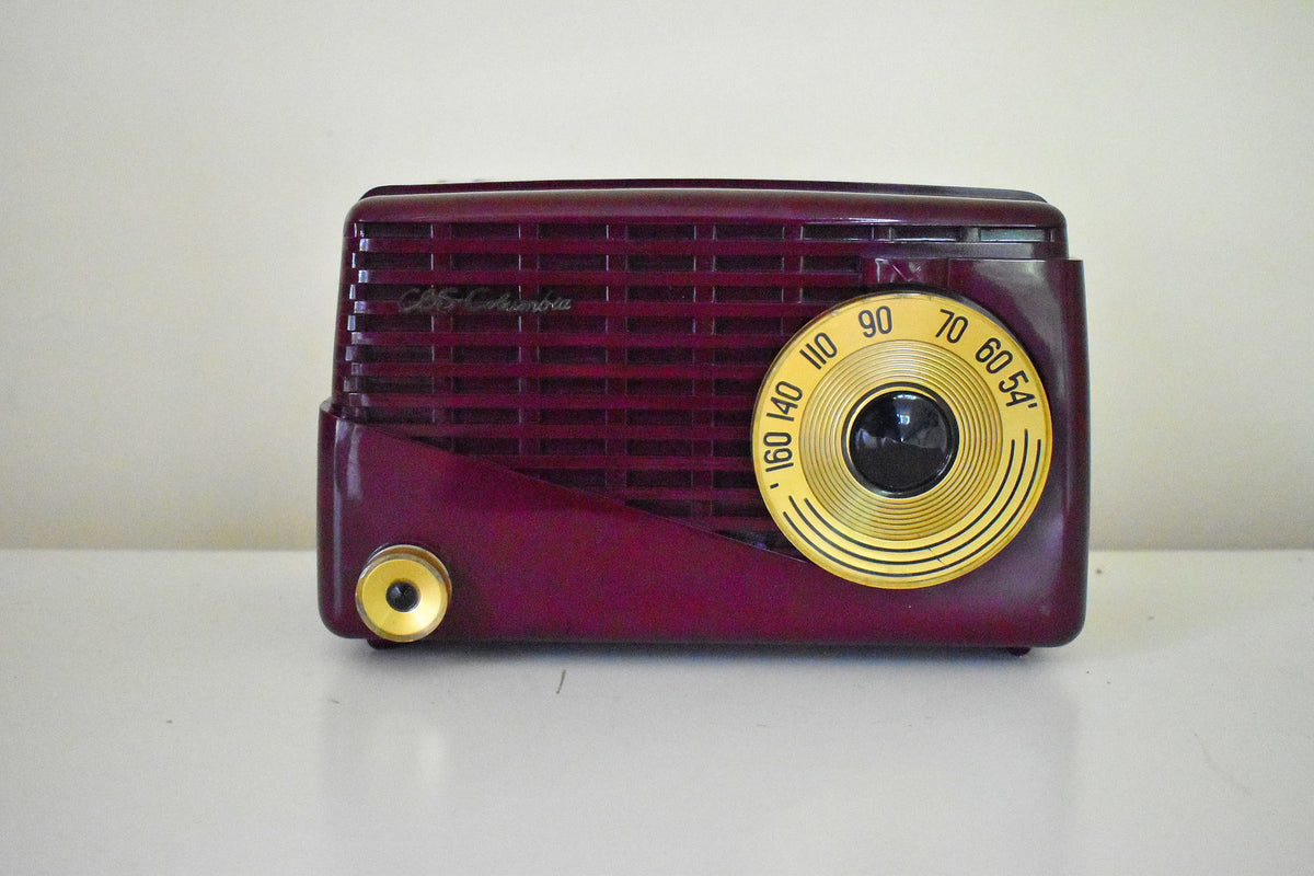 Maroon 1952 CBS Model 517A AM Vacuum Tube Radio Rare Model Rare Color ...