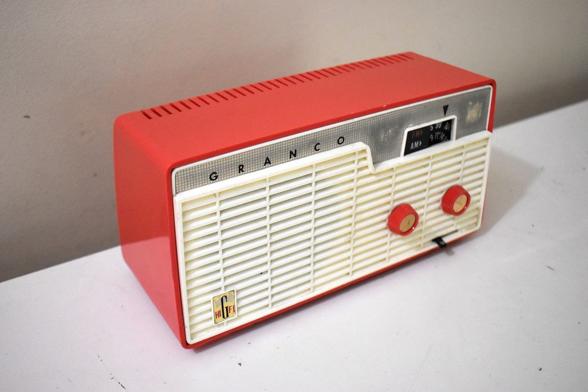 Red Orange 1959 Granco Model 701 AM FM Vacuum Tube Radio Little Cutie ...