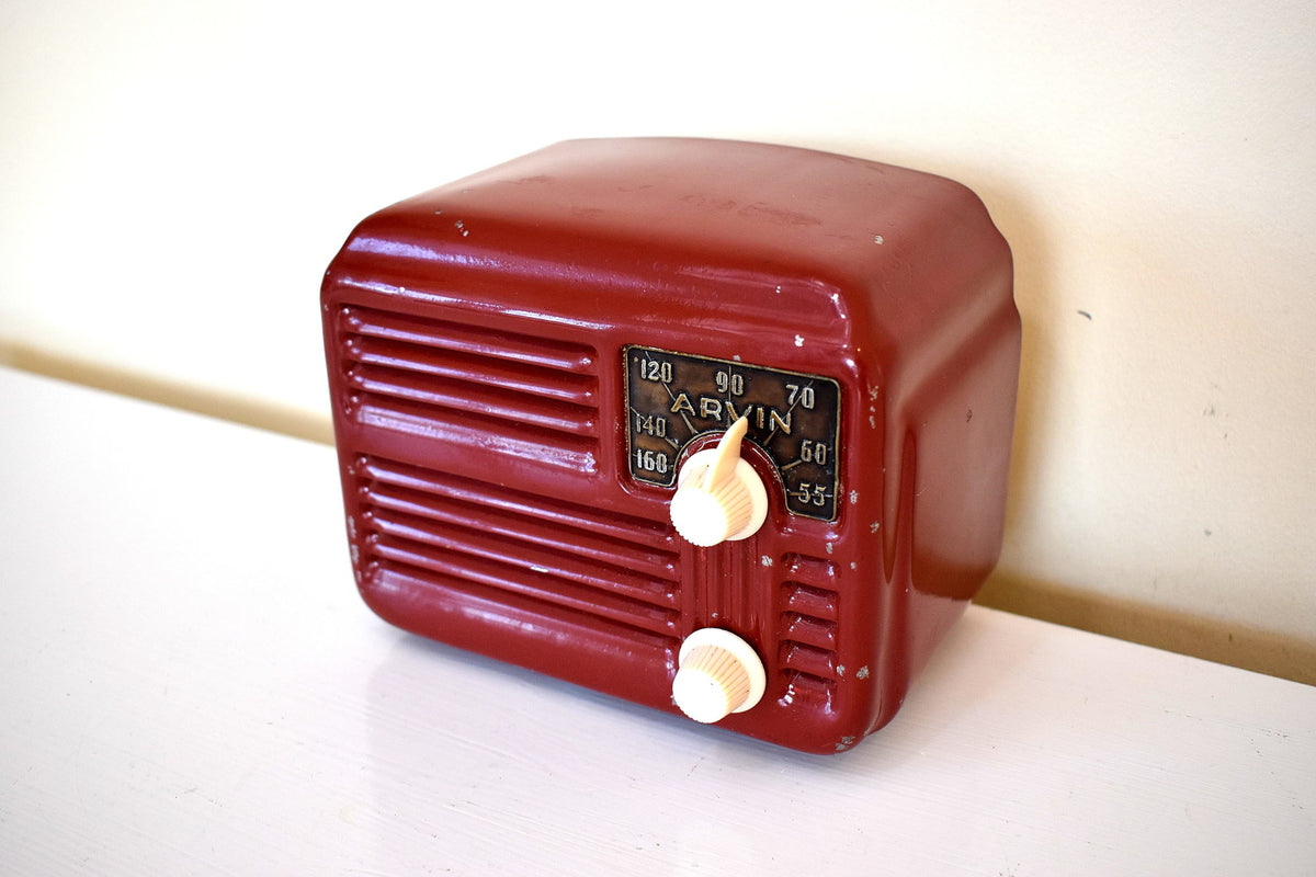 Wagon Red 1947 Arvin Model 444 AM Vacuum Tube Metal Cabinet Radio Litt ...