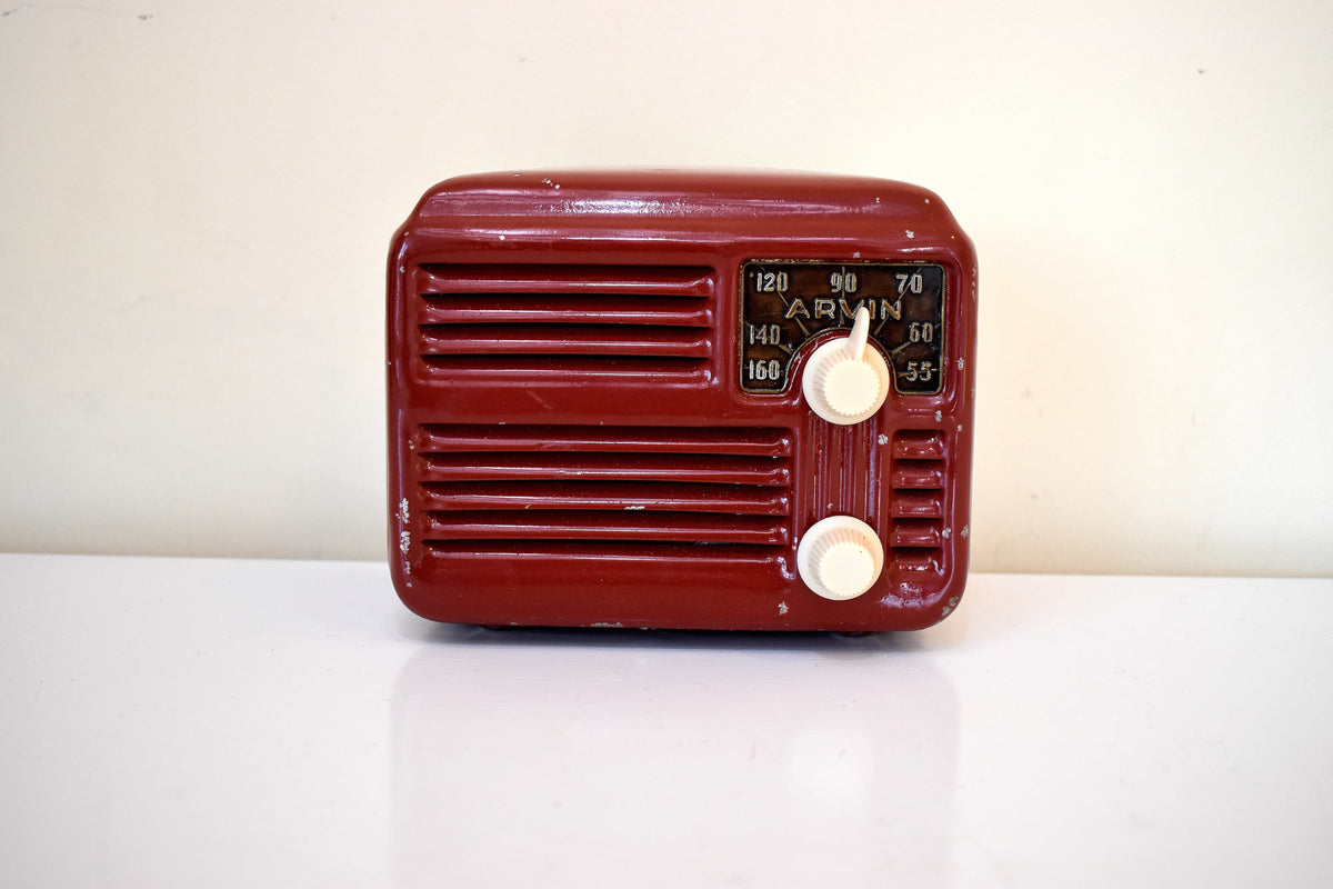 Wagon Red 1947 Arvin Model 444 AM Vacuum Tube Metal Cabinet Radio Litt ...