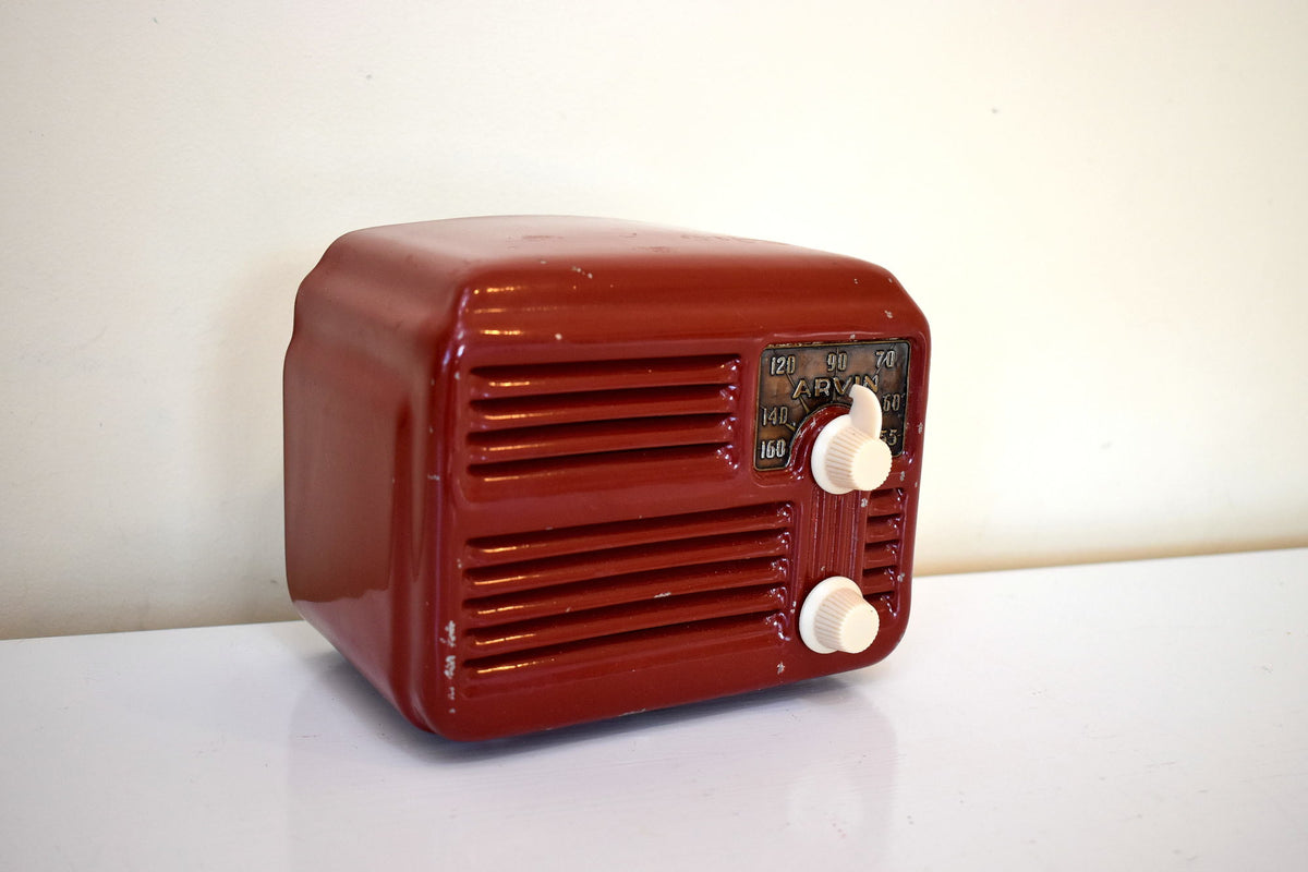 Wagon Red 1947 Arvin Model 444 AM Vacuum Tube Metal Cabinet Radio Litt ...