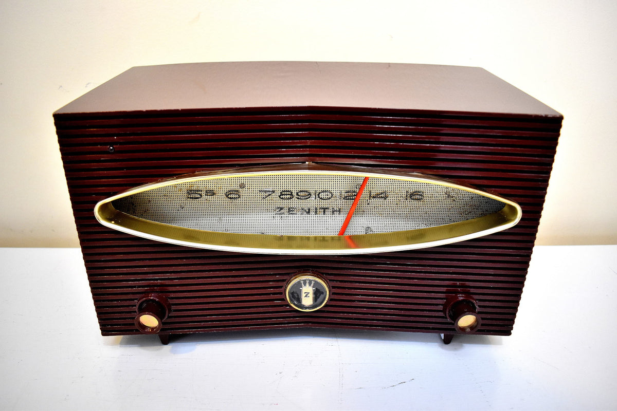 Burgundy Red 1956 Zenith Model A615F Vacuum Tube AM Radio Sounds Great ...