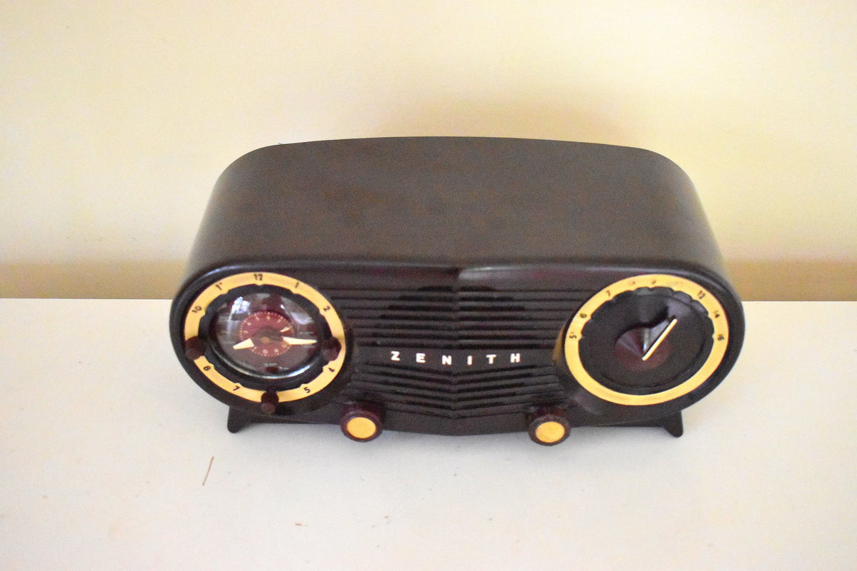 Mocha Brown 1953 Zenith Owl Eyes Model K515 AM Vacuum Tube Radio Great ...