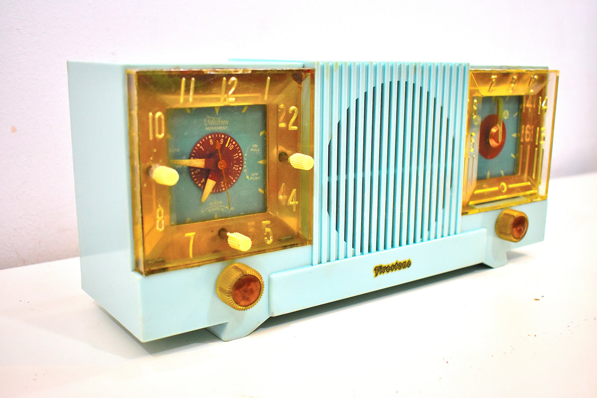 Celeste Blue Mid Century 1952 Firestone Model 4-A-127 Vintage AM Radio ...