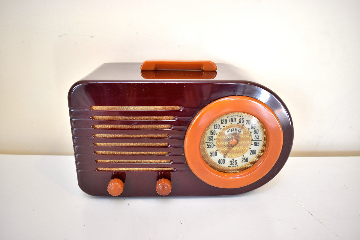 Maroon and Butterscotch Catalin 1946 FADA Model 1000 Vacuum Tube AM Ra ...