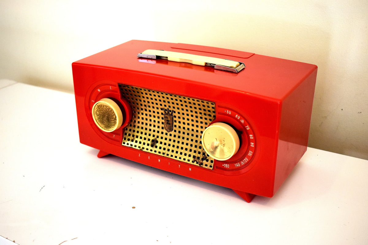 Bluetooth Ready To Go - Crimson Red 1955 Zenith "Broadway" Model R511 ...